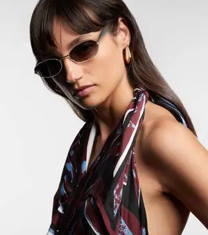 Bottega Veneta Sardine Oval Sunglasses - Silver