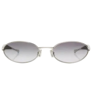 Bottega Veneta Sardine Oval Sunglasses Silver
