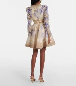 Zimmermann Dawning Plunge Printed Minidress