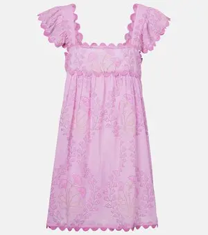 JULIET DUNN Ruffled Cotton Minidress - Pink
