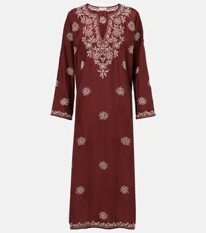 JULIET DUNN Floral Embroidered Tunic - Brown