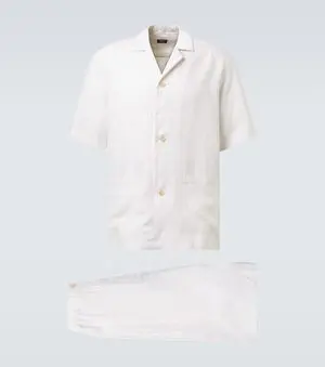 Zegna Striped Linen Pajamas - Neutrals