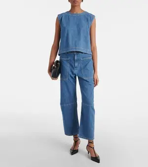 Velvet By Graham & Spencer Farah Cropped Barrel-leg Jeans - Blue