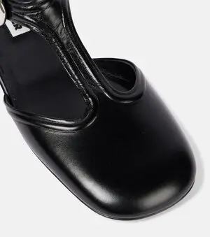 JIL SANDER Leather Mary Jane Flats - Black