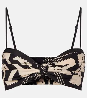 Johanna Ortiz Printed Cotton Bra Top - Black
