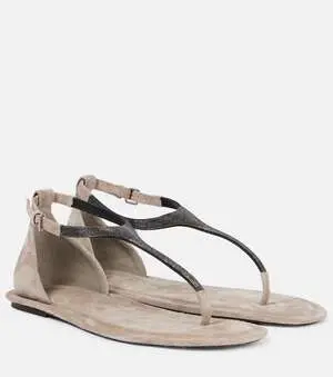 Brunello Cucinelli Metallic Sandals For Women