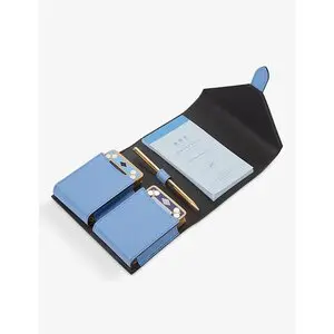 Smythson Cross-grained Leather Double Playing Cards Set - Nile Blue