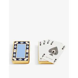 Smythson Cross-grained Leather Double Playing Cards Set - Nile Blue