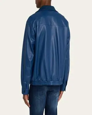 Kiton Leather Full-zip Bomber Jacket