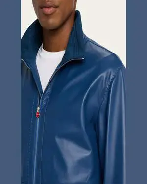 Kiton Leather Full-zip Bomber Jacket