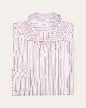 Kiton Cotton Multi-stripe Sport Shirt - Red Mult