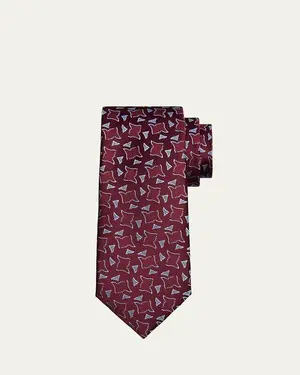 Charvet Charvet Geometric Pattern Silk Tie 9-bur