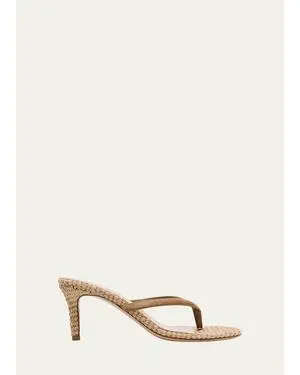 GIANVITO ROSSI Suede And Raffia Heeled Thong Sandals - Brown