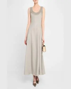 Lafayette 148 New York Square-neck Linen Maxi Dress - Pencil Grey