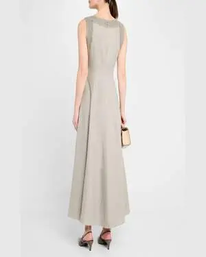 Lafayette 148 New York Square-neck Linen Maxi Dress - Pencil Grey