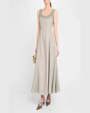 Lafayette 148 New York Square-neck Linen Maxi Dress - Pencil Grey