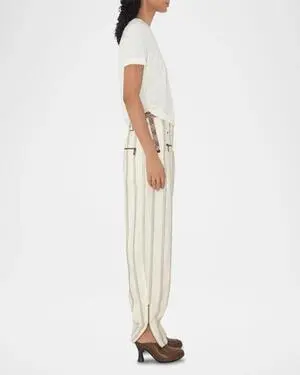 Burberry Ruched T-shirt With Check Ties - Chalk