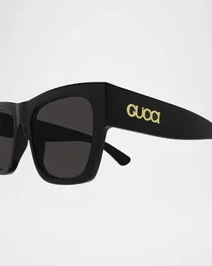 Gucci Rectangle Acetate Sunglasses - Black