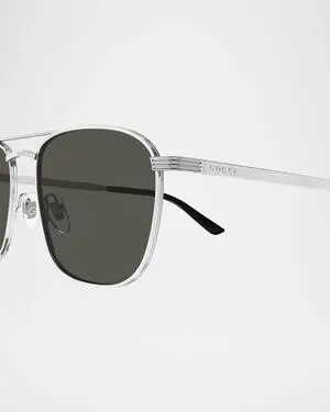 Gucci Metal Aviator Sunglasses Shiny Silver