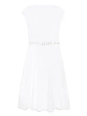Michael Kors Poplin Belted Midi Dress - White