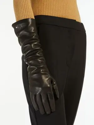 Max Mara Long Nappa Leather Gloves - Black