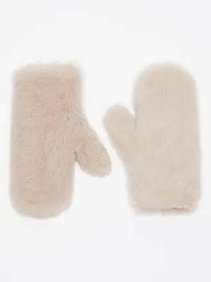 Max Mara Max Mara Alpaca And Wool Teddy Mittens Beige