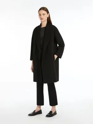 Max Mara Double-faced Wool Robe Coat - Black