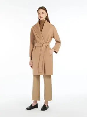 Max Mara Double-faced Wool Robe Coat - Camel