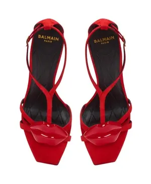 Balmain Suede Lips Sandals - Red