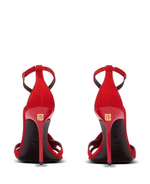 Balmain Suede Lips Sandals - Red