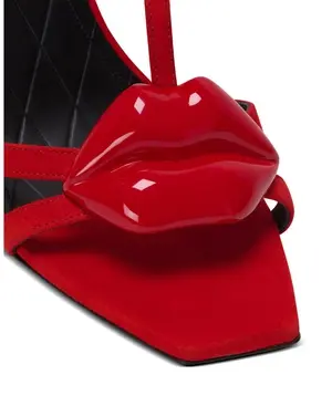 Balmain Suede Lips Sandals - Red