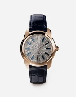 Dolce & Gabbana Dg7 Pavé Yellow Gold Watch With Diamonds And Sapphires - Blue/pink Gold
