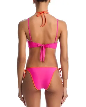 Aqua Layered Look Bikini Top - Pink/orange