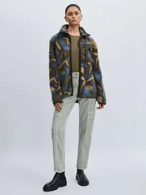 Rains Fleece Abstract Print Zip-through Jacket
