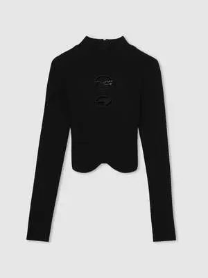 REISS X Mclaren F1 Team Cut-out Knit Crop Top - Black