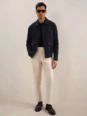 REISS Adam Linen Four-pocket Jacket - Navy