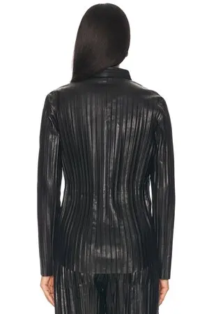 Helmut Lang Pleated Leather Button Up Top