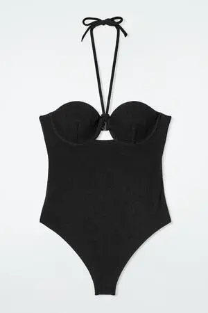 Cos Ribbed Underwired Halterneck Swimsuit