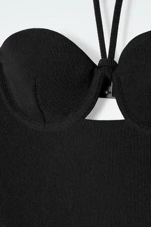 Cos Ribbed Underwired Halterneck Swimsuit