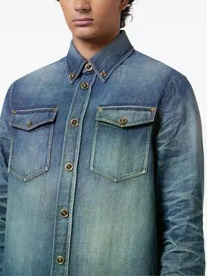 Versace Japanese-denim Overshirt - Blue