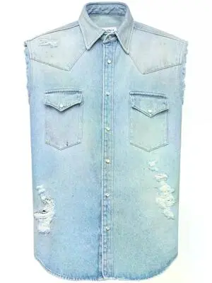 MAISON MARGIELA Sleeveless Denim Shirt - Blue