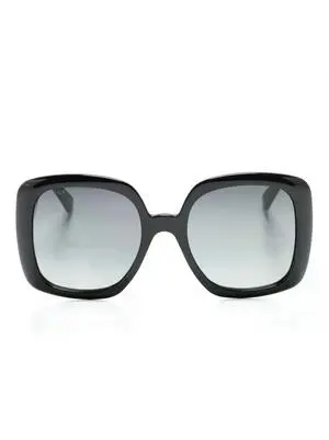 Gucci Web-stripe Square-frame Sunglasses - Black