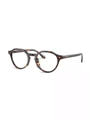 Giorgio Armani Logo-print Round Frame Glasses - Brown