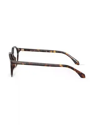 Giorgio Armani Logo-print Round Frame Glasses - Brown