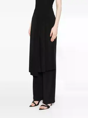 Goen.j Asymmetrically Pleated Straight Trousers - Black