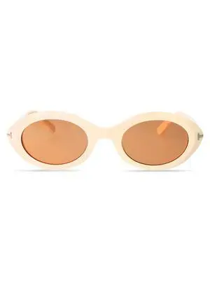 TOM FORD Oval Frame Sunglasses - Neutrals