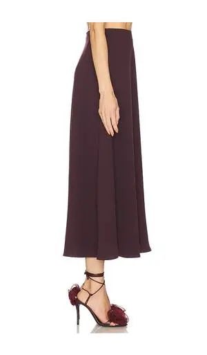 HELSA Heavy Crepe Midi Skirt - Eggplant