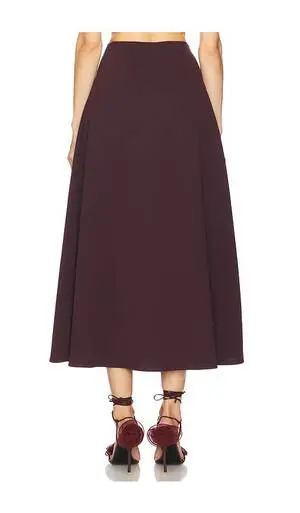 HELSA Heavy Crepe Midi Skirt - Eggplant