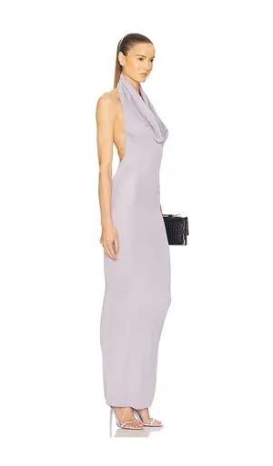 HELSA Aaliyah Maxi Knit Dress - Silver