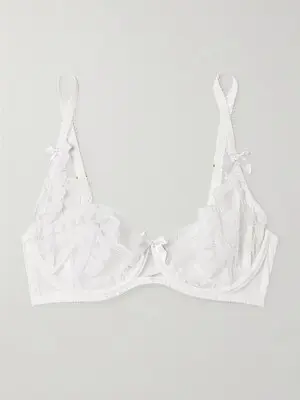 Agent Provocateur Alysia Bow-detailed Embroidered Tulle Underwired Bra - White